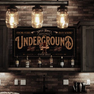 Underground Bar Sign | Family Bar Sign | Distressed Wood Grain ...