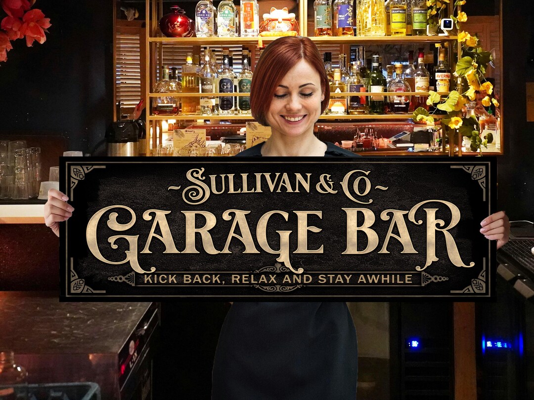 Personalized Garage Bar Sign: Vintage Style, Family Name, Metal or ...