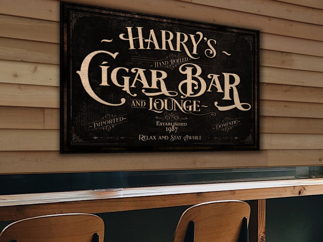 Personalized Cigar Bar Sign | Cigar Bar and Lounge Sign | Cigar Lounge ...