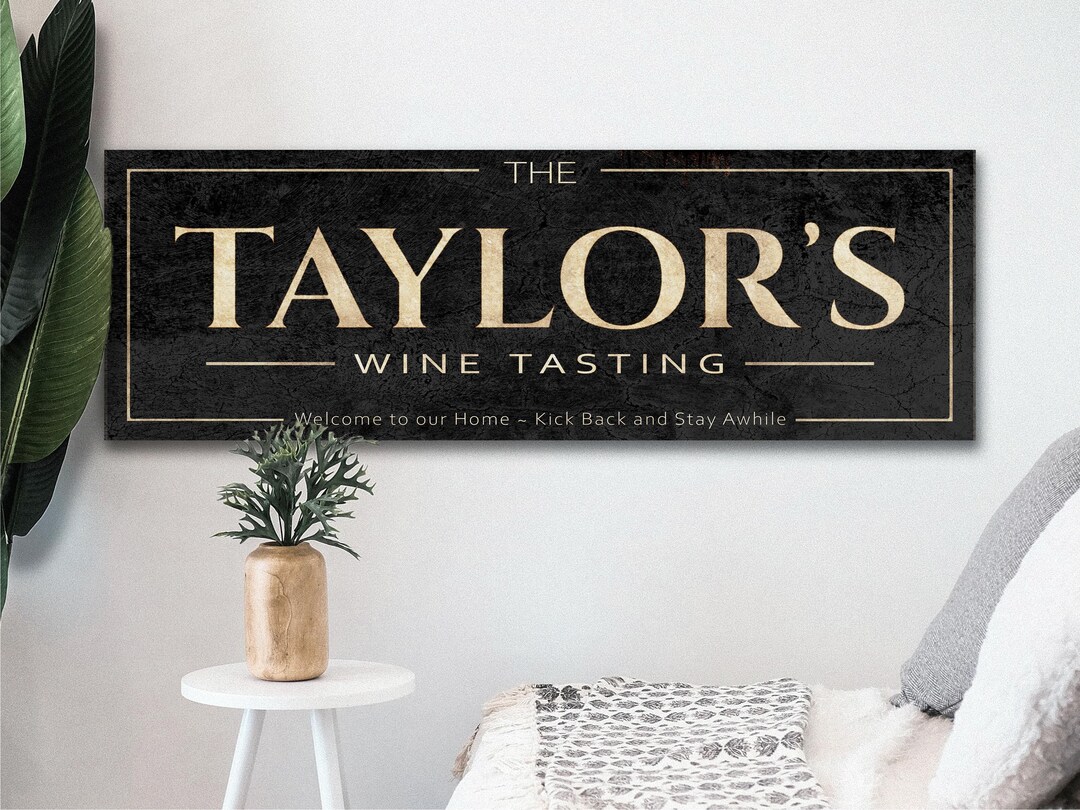 Personalized Wine Tasting Sign: Custom Family Name, Metal or Canvas - Etsy
