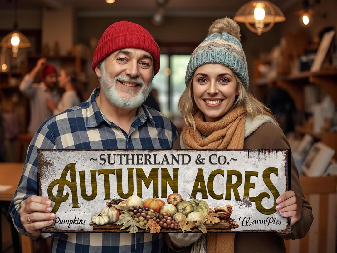 Personalized Autumn Acres Pumpkin Sign: Fall Harvest Decor, Metal or ...
