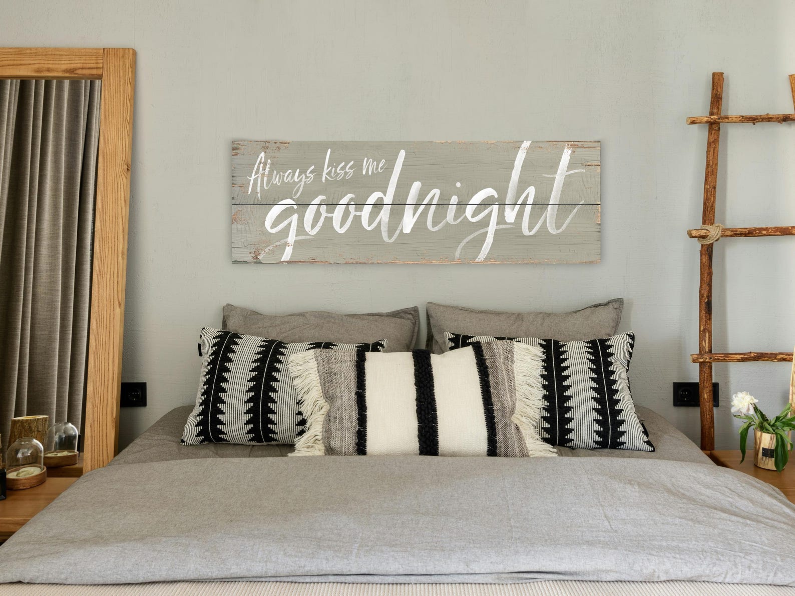 Always Kiss Me Goodnight | Master Bedroom Wall Decor | Typography Wall ...