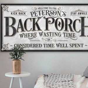 Personalized Back Porch Sign: Distressed Black and White, Metal or ...