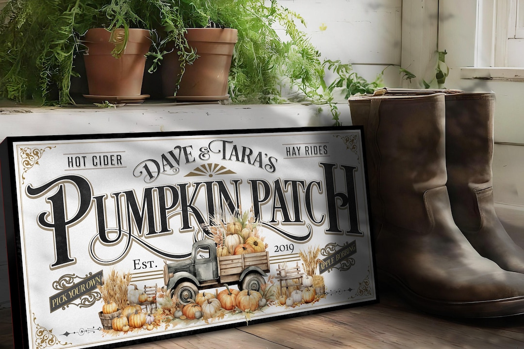 Personalized Pumpkin Patch Sign: Vintage Autumn Decor, Metal or Canvas ...