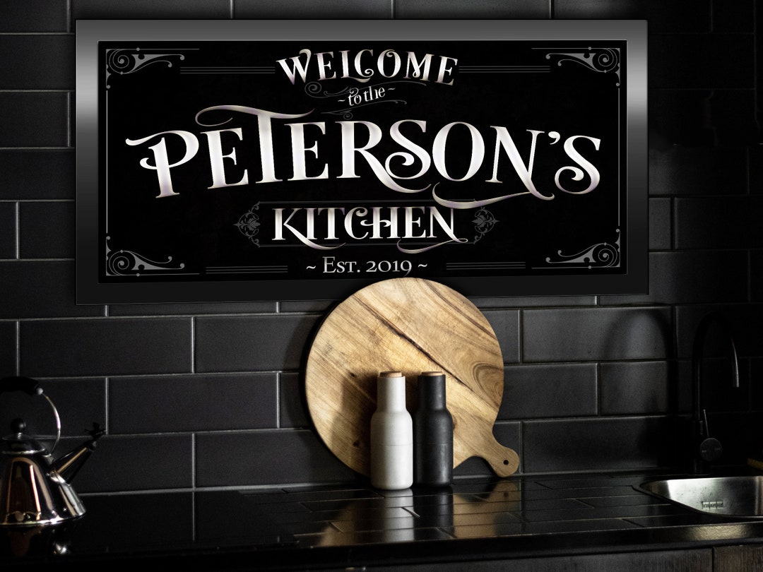 Personalized Last Name Kitchen Sign: Black & White Farmhouse Decor - Etsy