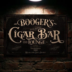 Personalized Cigar Bar Sign | Cigar Bar and Lounge Sign | Cigar Lounge ...