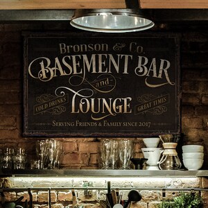 Basement Bar and Lounge Sign | Custom Basement Bar Sign | Custom Name ...