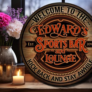Personalized Sports Bar Sign | Round Bar Signs | Man Cave Wall Décor ...