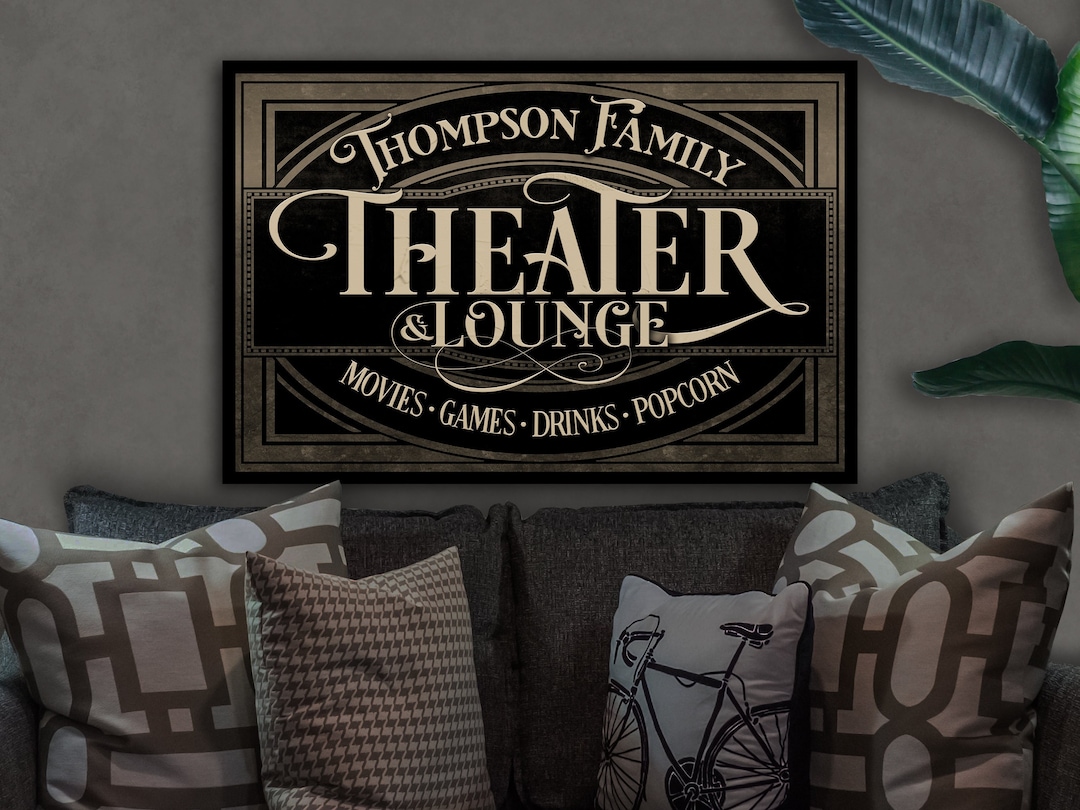 Personalized Home Theater Lounge | Theater and Lounge Sign | Family ...