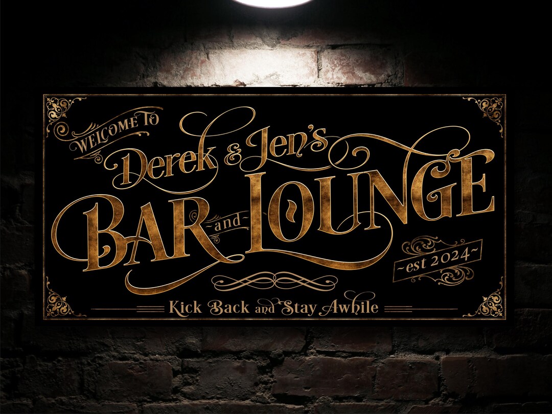 Personalized Bar & Lounge Sign - Metal or Canvas! | Custom Bar and ...