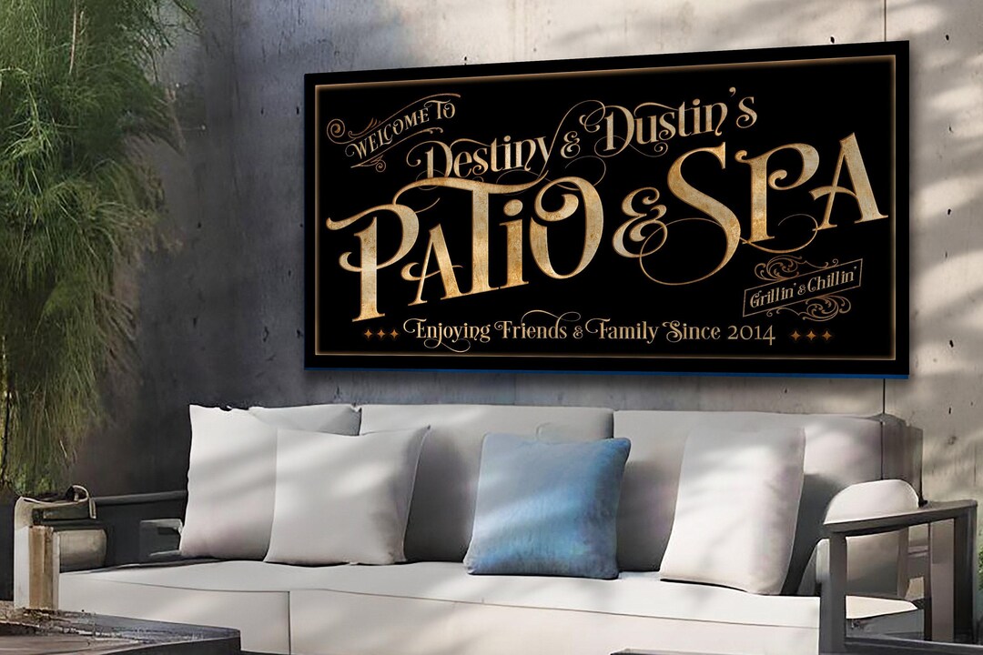 Personalized Patio & Spa on Metal or Canvas! | Custom Family Name Sign ...