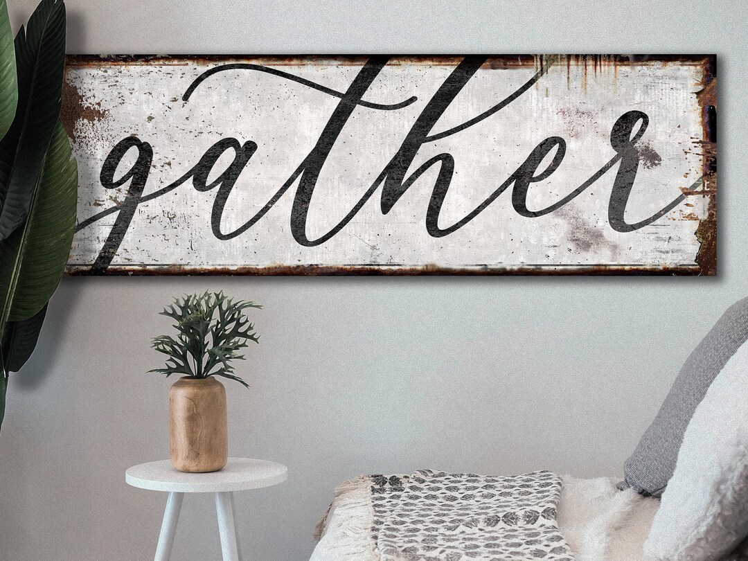The Gathering Place Sign | Simply Gather Sign | Large Canvas Sign ...