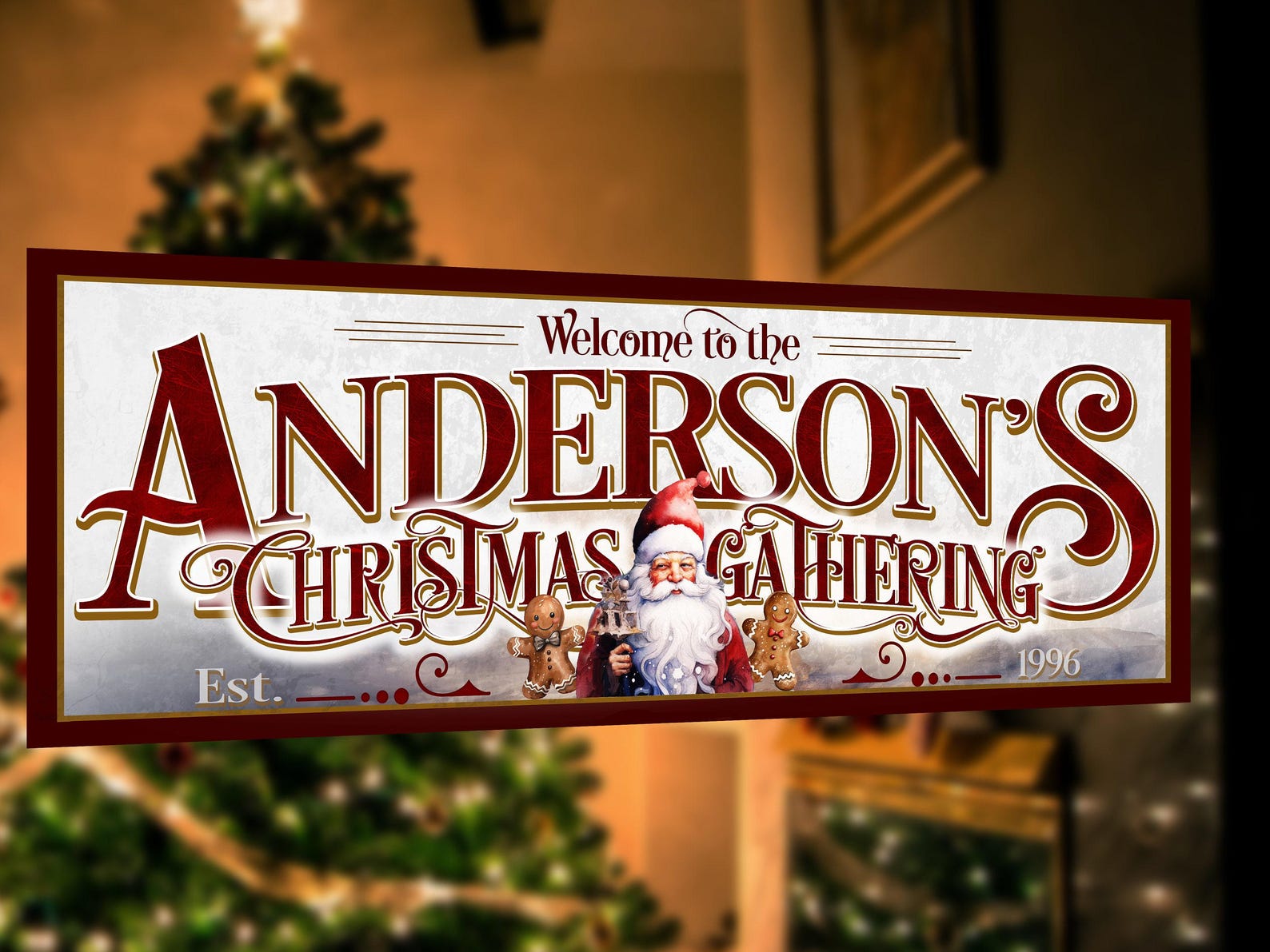 Personalized Family Christmas Sign: Vintage Santa Canvas or Metal - Etsy
