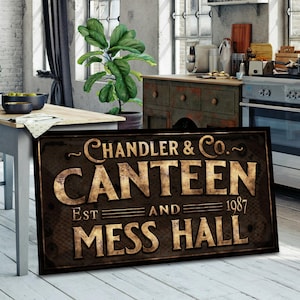 Personalized Canteen & Mess Hall Sign: Distressed Metal or Canvas - Etsy
