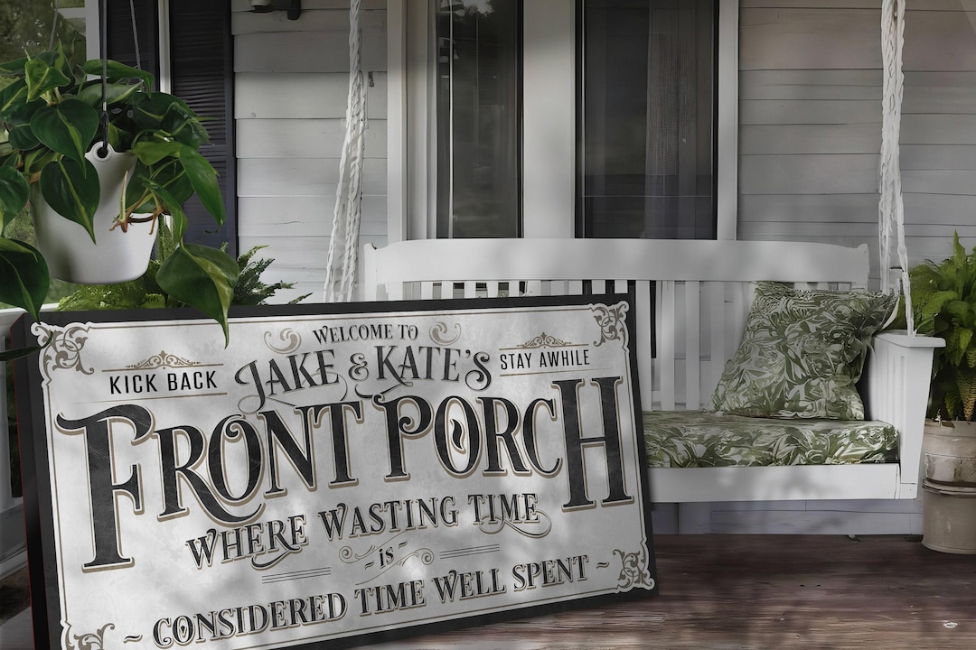 Personalized Front Porch Sign: Vintage Black & White Metal or Canvas - Etsy