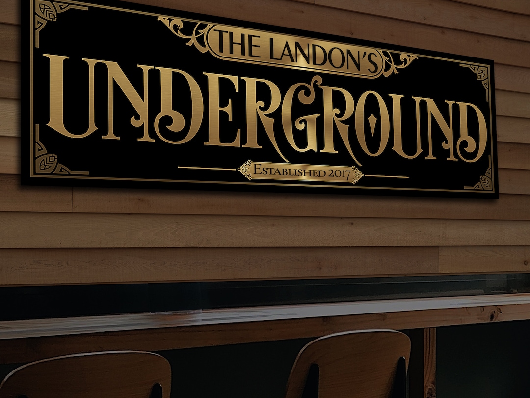 Classic Underground Bar Sign | Personalized Sign | Vintage Bar Wall ...