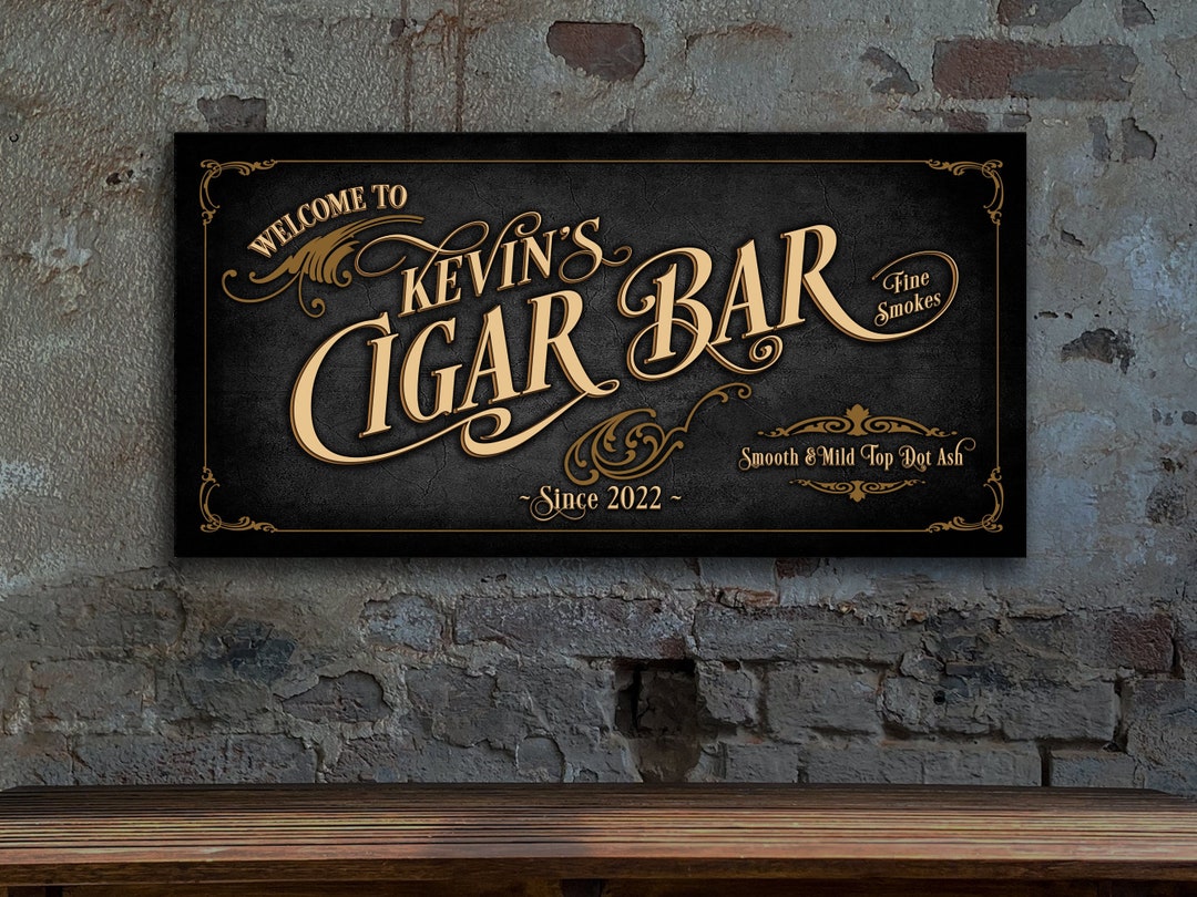 Cigar Bar Sign Personalized, Man Cave Bar Wall Decor, Personalized Bar ...