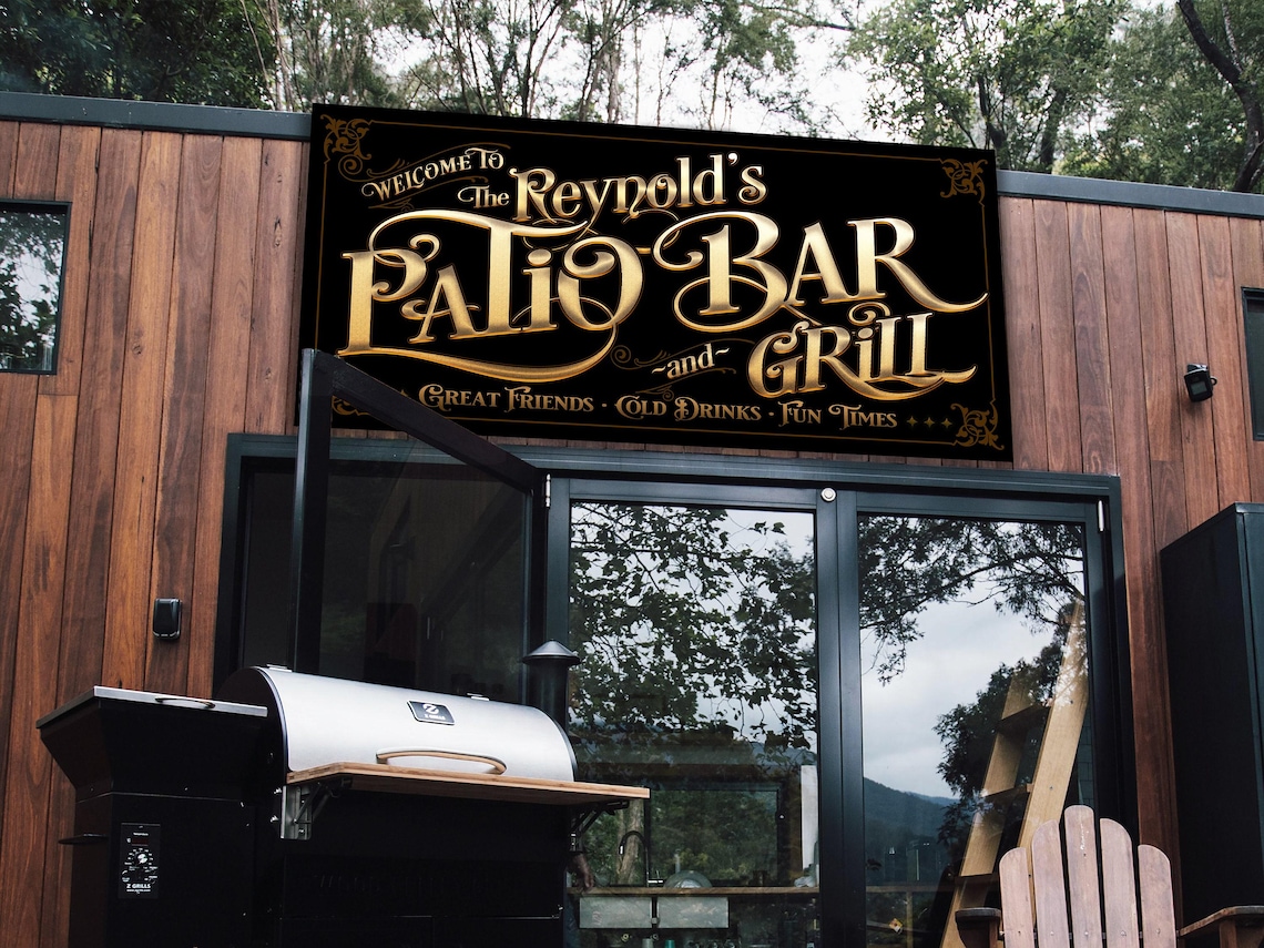 Personalized Patio Bar & Grill Sign: Custom Metal or Canvas - Etsy