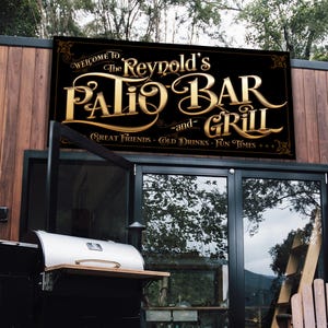 Personalized Patio Bar & Grill Sign: Custom Metal or Canvas - Etsy