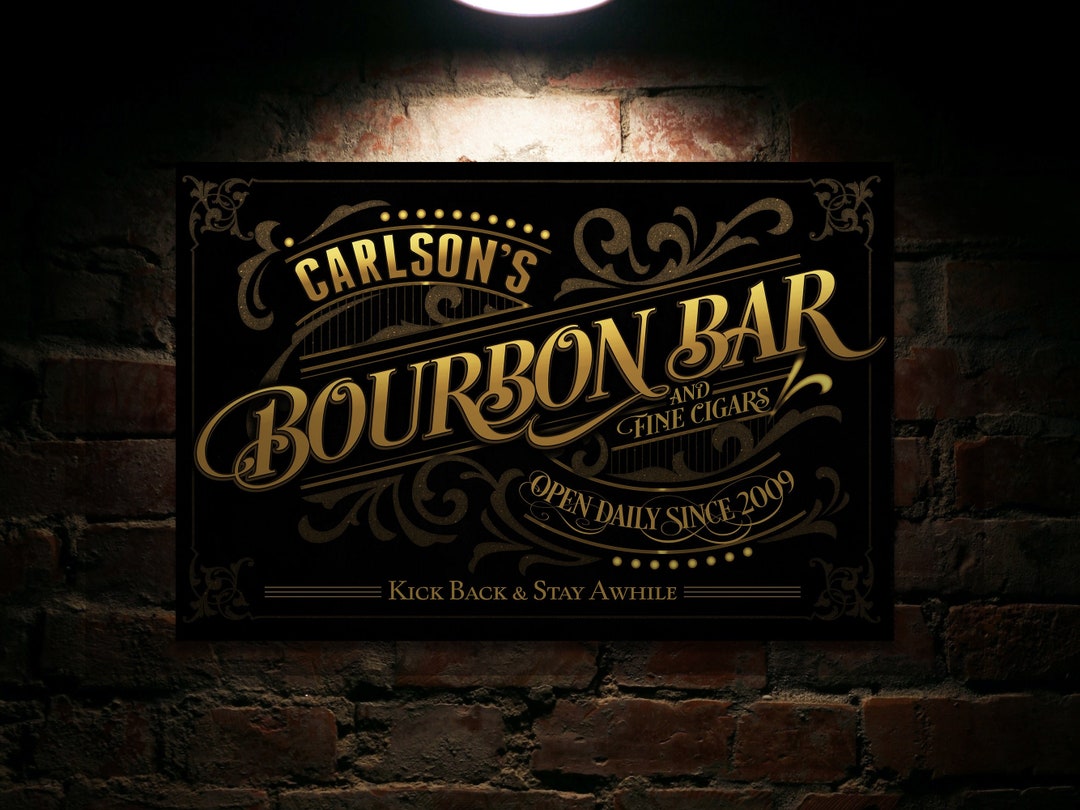 Personalized Bourbon Bar Sign | Bourbon Bar Cigar Sign | Bourbon and ...