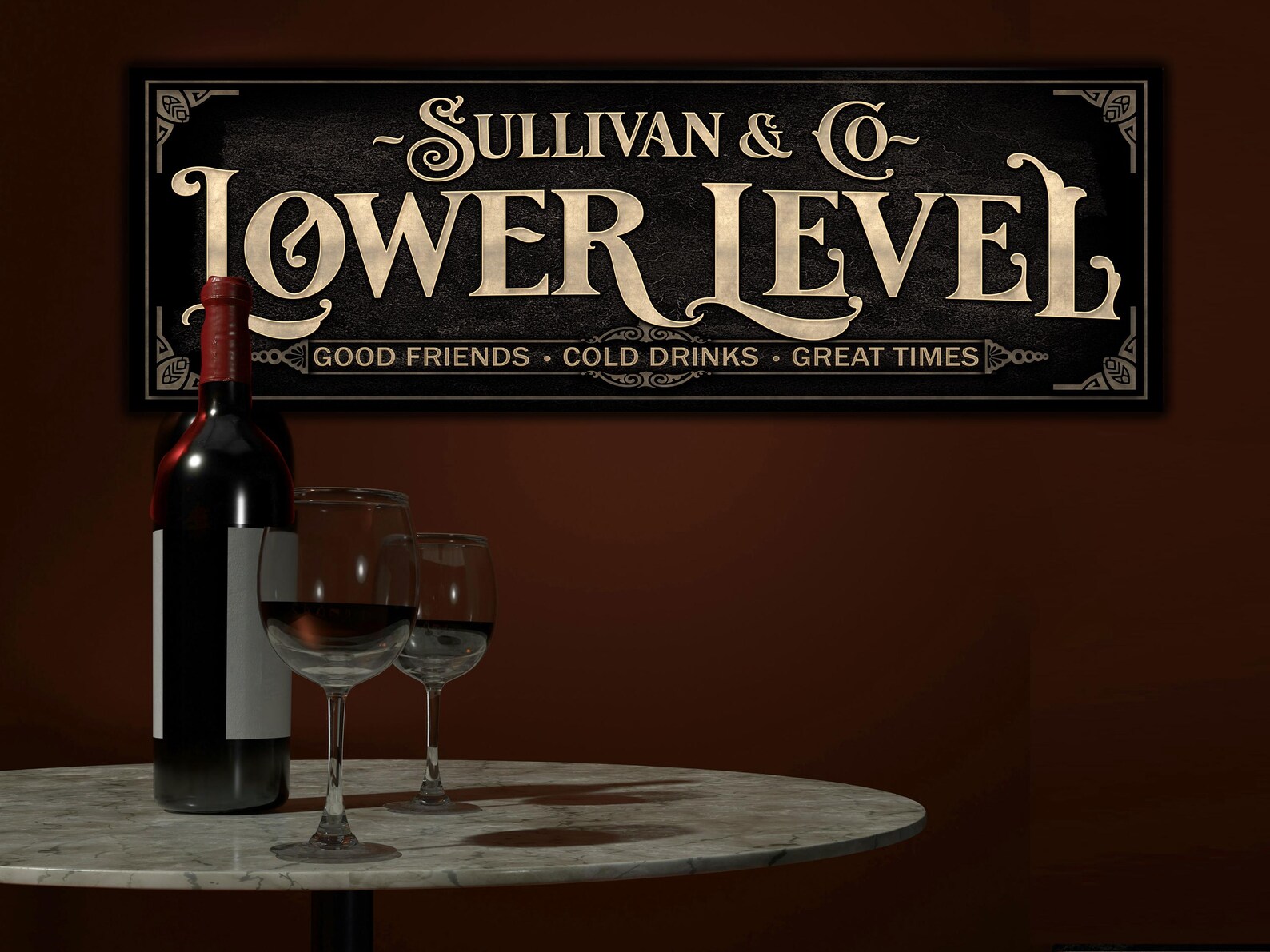 Personalized Lower Level Bar Sign: Earthtone Metal or Canvas - Etsy