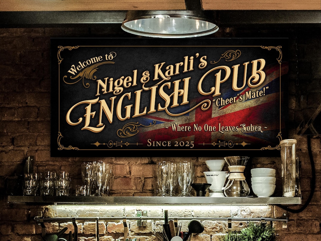 Personalized Vintage English Pub Sign: Bar Wall Decor - Etsy