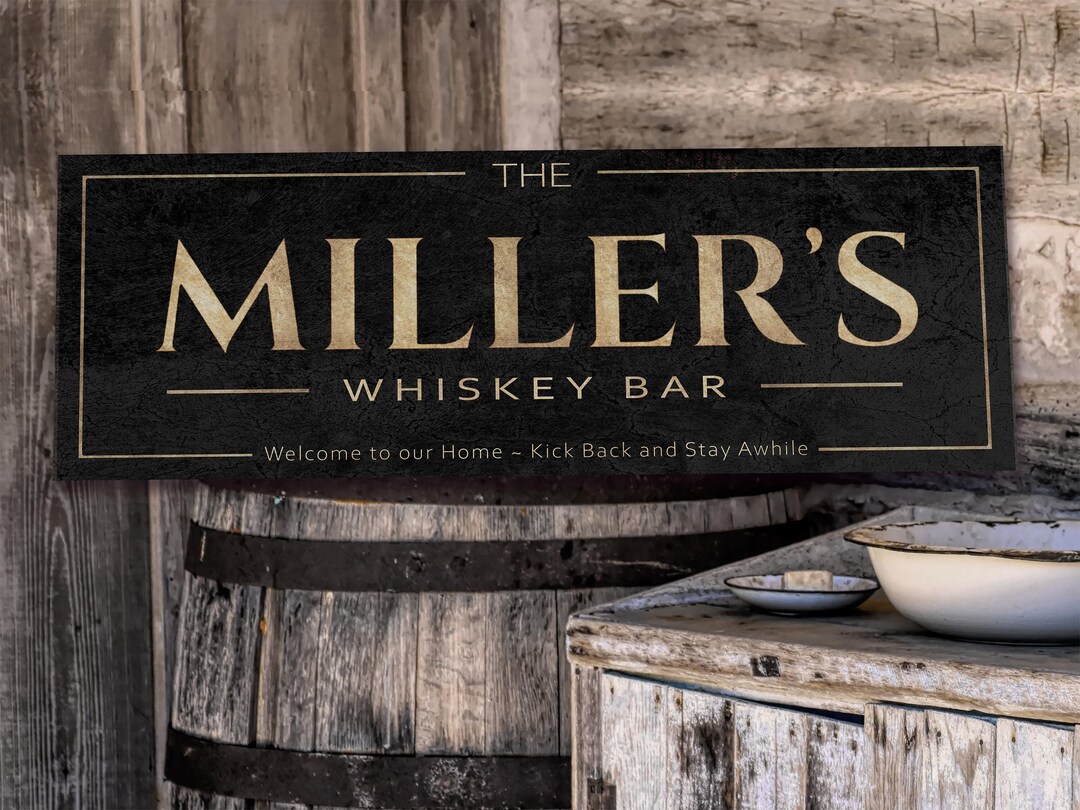 Whiskey Bar Sign With Personalized Family Name | Whiskey Bar Custom ...