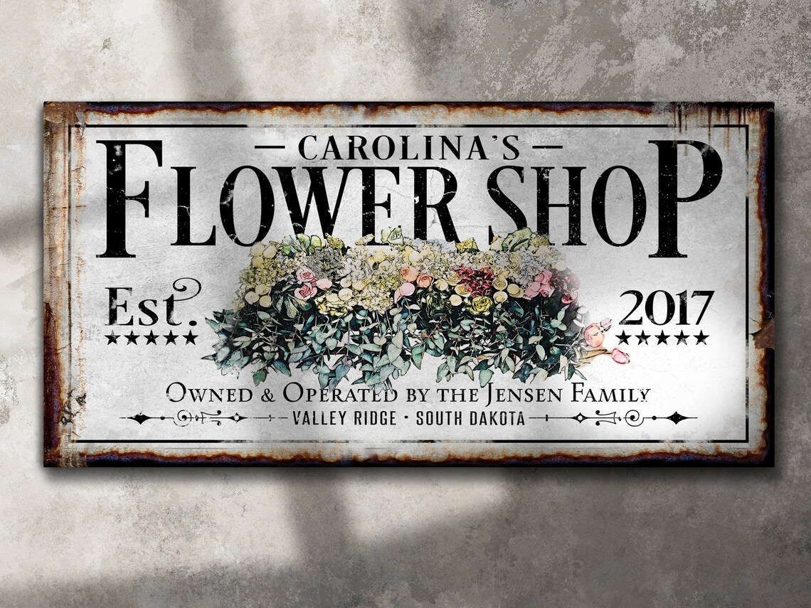 Custom Flower Shop Sign Last Name Flower Sign Farmhouse - Etsy