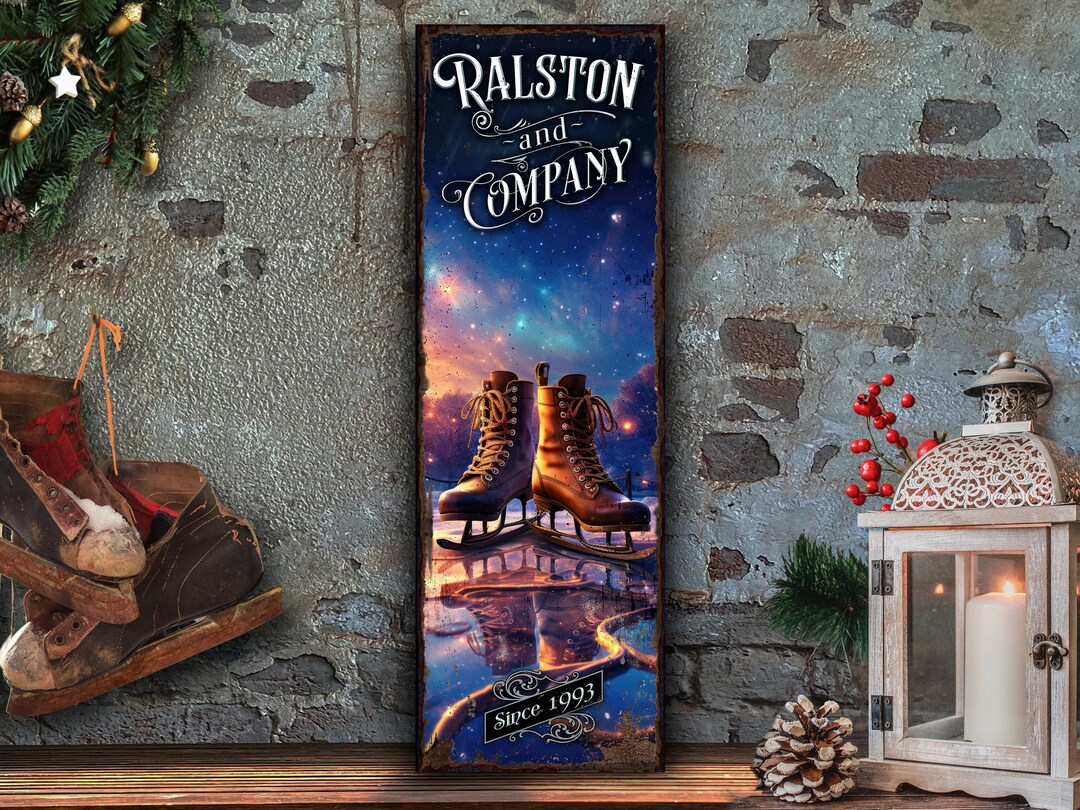 Vintage Ice Skate Sign | Winter Ice Skating Sign | Winter Ice Skate ...