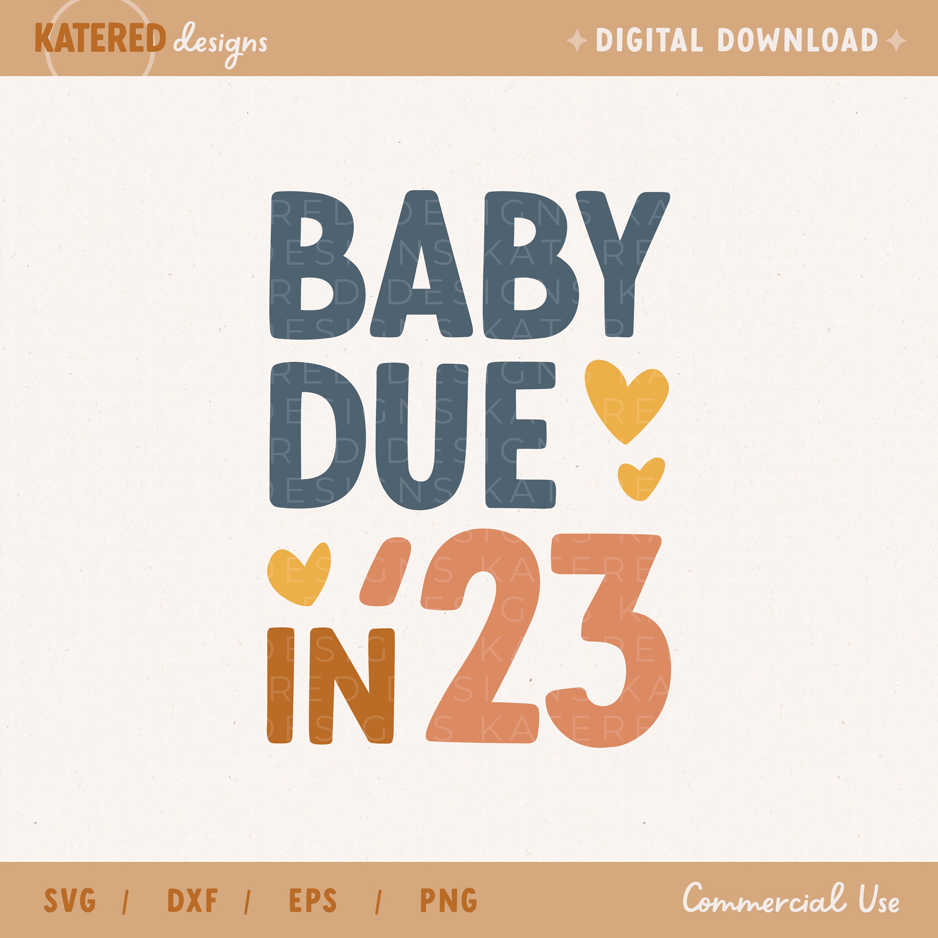 Baby Due in '23 SVG Cut File, Boho Baby Announcement SVG. 2023 Modern ...