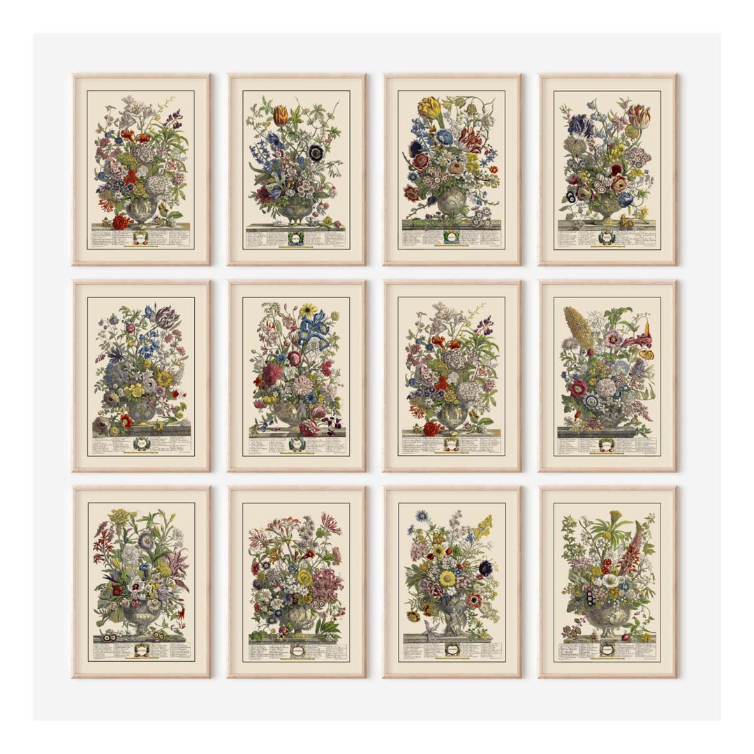Robert Furber, "12 MONTHS of Flowers" Complete Set. Restored Vintage ...