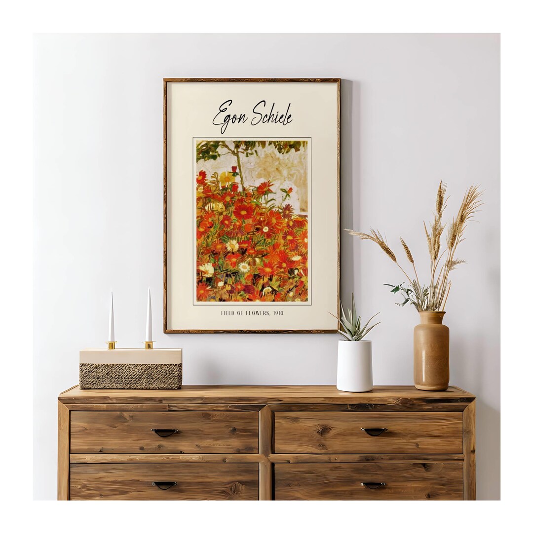 Vintage Poster. Egon Schiele Artwork "field of Flowers, 1910" Giclée ...