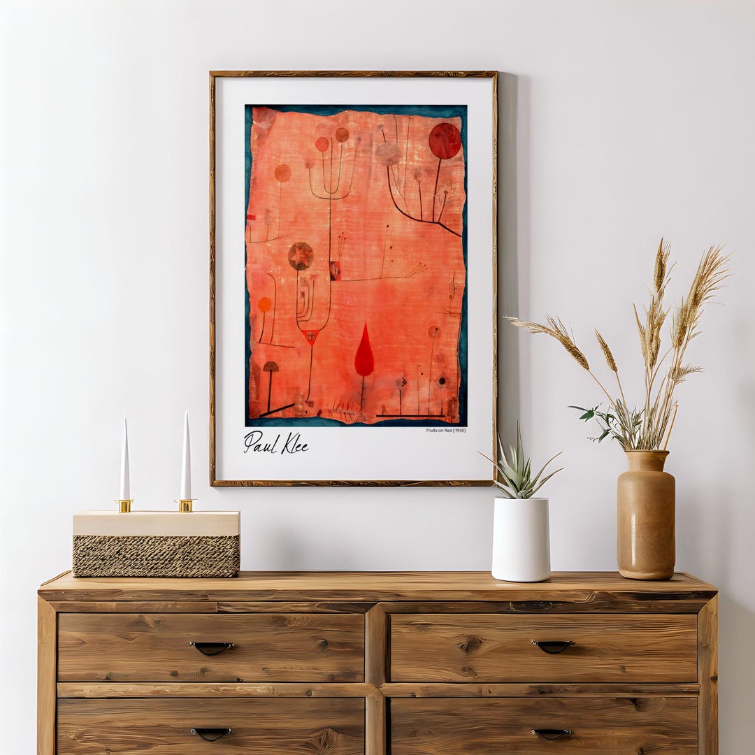 Paul Klee Artwork. "fruits on Red" Vintage Restored. Giclee Fine Art ...