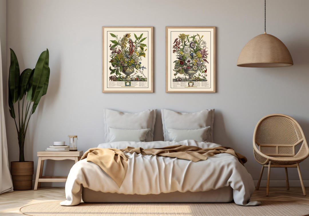 VINTAGE RESTORED. Floral Art Prints. Set of Two, Robert Furber, 12 ...