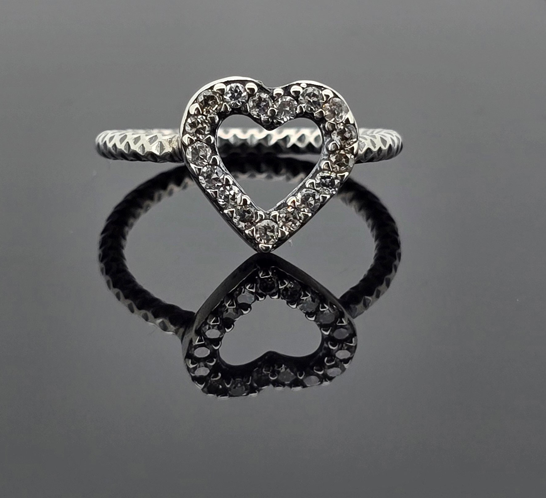 Sterling Silver925 Heart-shaped CZ Ring, Love Ring, Gift for Her ...