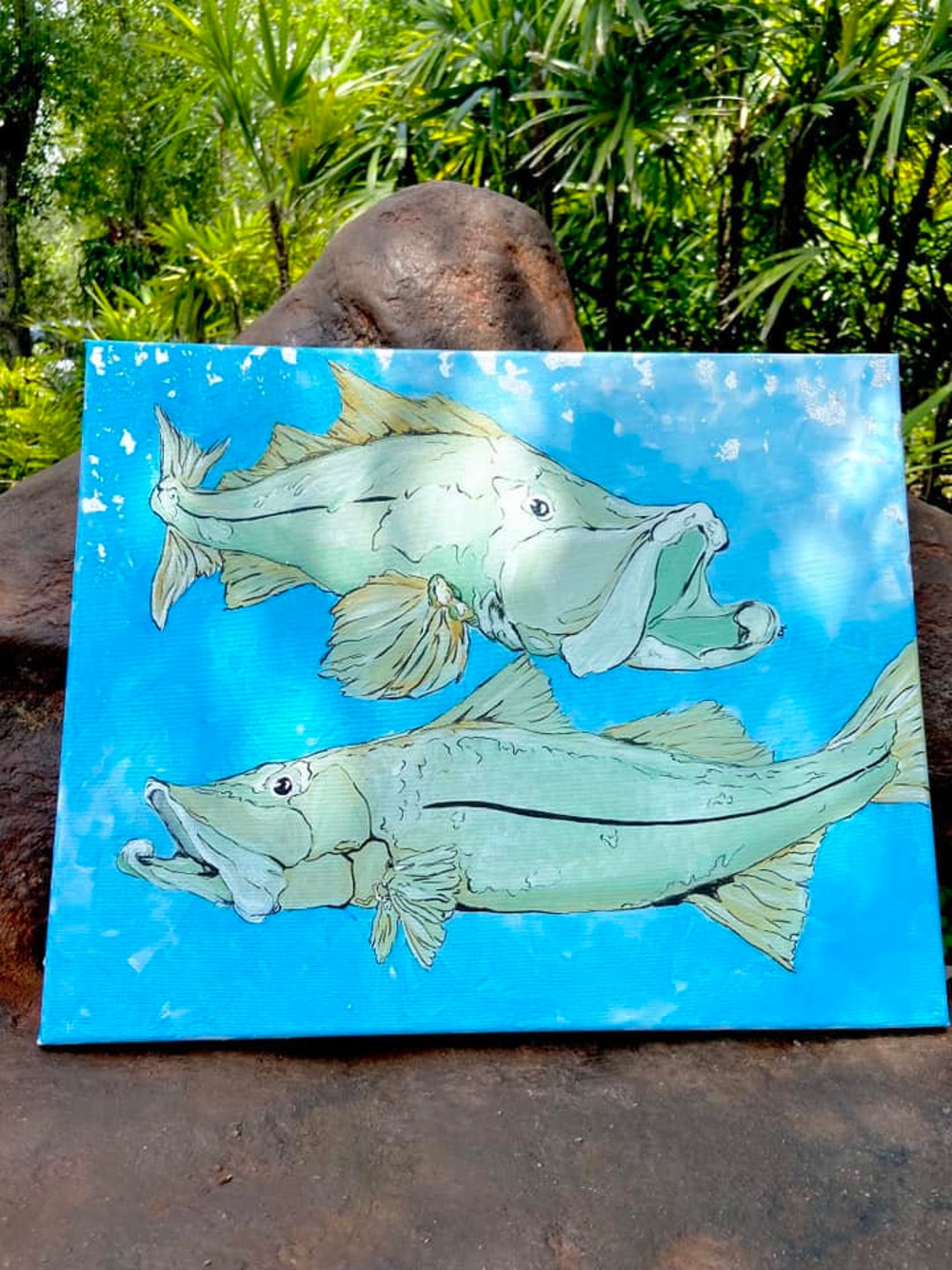 Acrylic Painting of Two Snook on Stretched Canvas. - Etsy