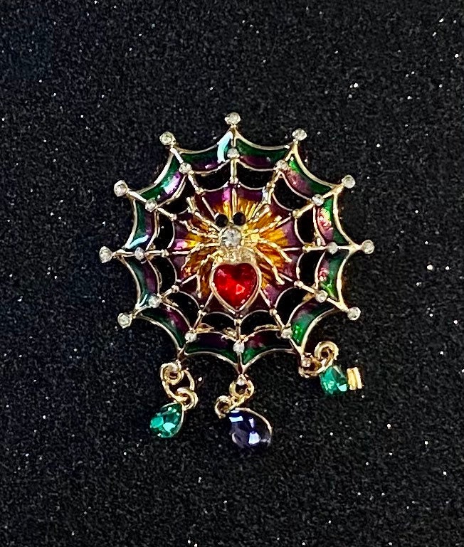 Stunning Multi Color Gem Spider and Web Needle Minder/magnet - Etsy