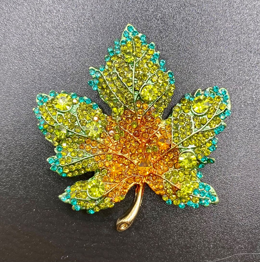 Stunning Blue, Green, Gold Crystal Maple Leaf Needle Minder/magnet - Etsy
