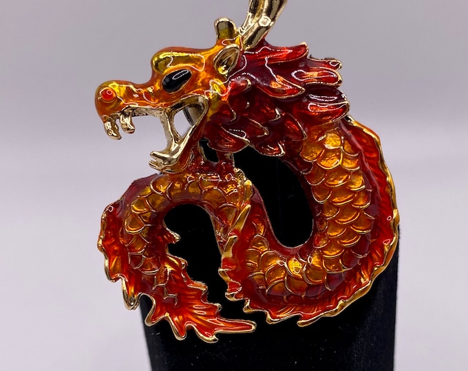 Stunning Red Orange Enamel Dragon Needle Minder/magnet - Etsy