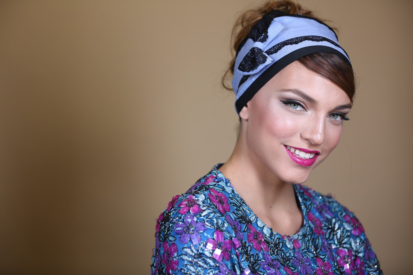 Light Blue Headband, Black Lace, Hair Band, Mitpachat, Head Wrap ...