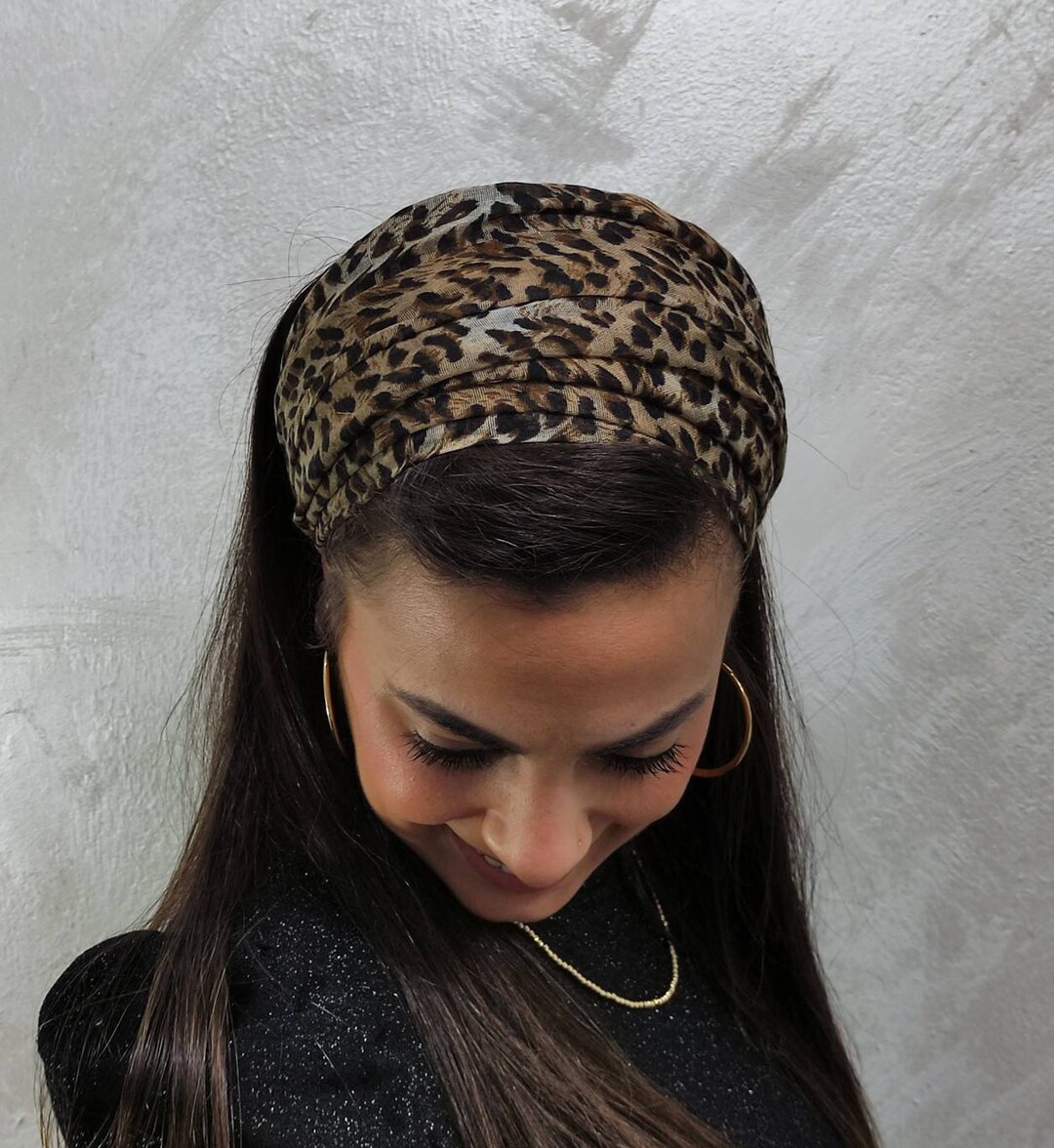 Leopard Headbands, Mottled, Extra Wide Headscarf, Mitpachat, Head Wrap ...