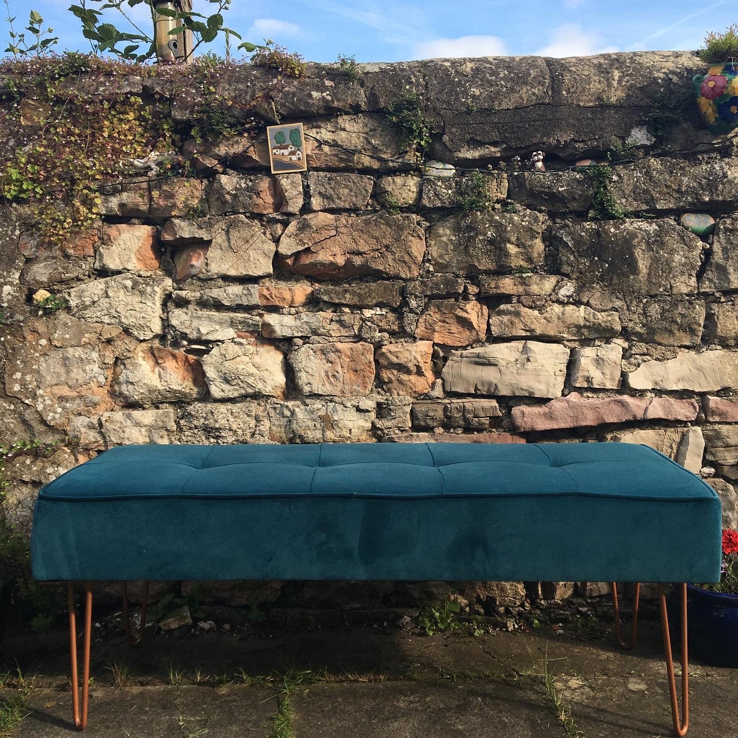 Large Luxurious Velvet Buttoned Bench Seat - Etsy UK