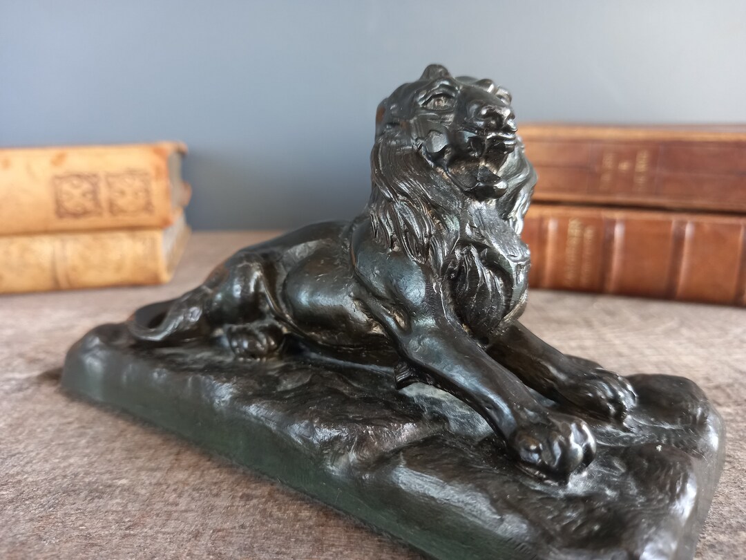 Antique French Metal Lion Statue - Country House Decor - Etsy