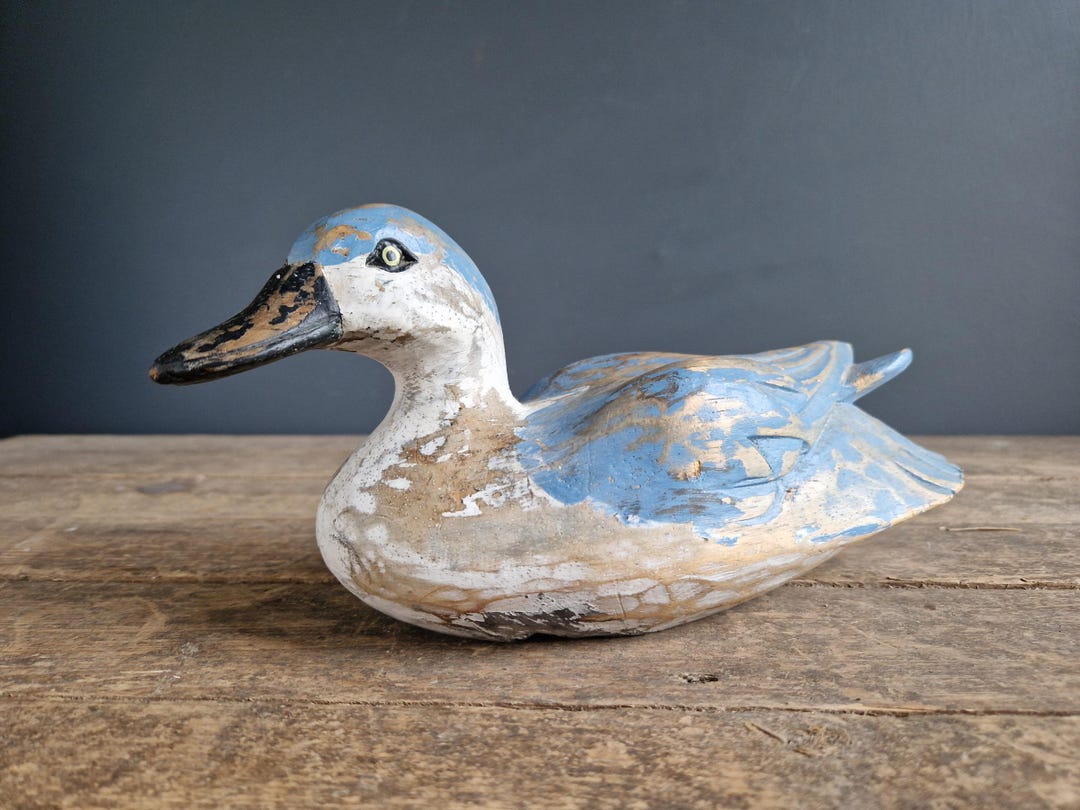 French Vintage Decoy Duck French Folk Art Duck Vintage Folk Art Wooden ...