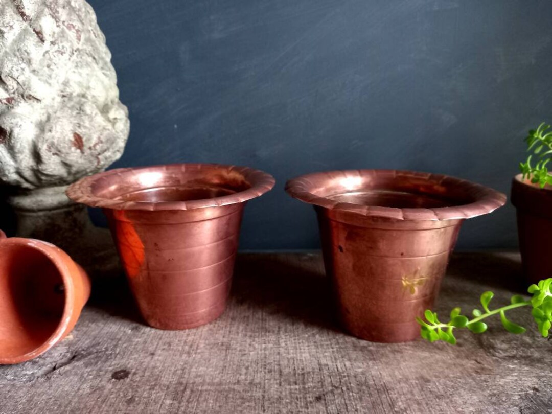 Vintage Copper Plant Pots. French Vintage Copper Plant Holders. French ...