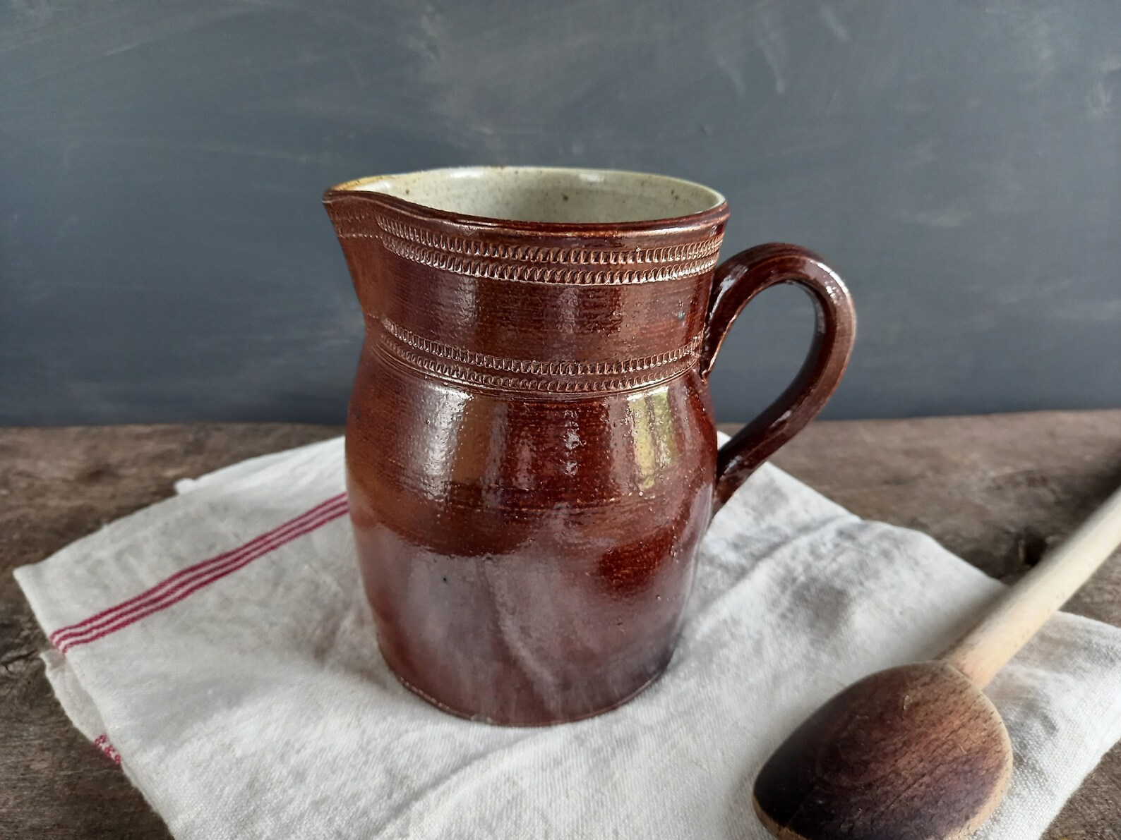 French Stoneware Jug. French Farmhouse Jug. Rustic Home Decor. - Etsy