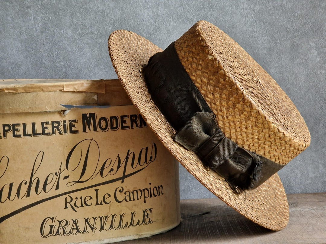 Antique French Straw Boater Hat – Edwardian Era Costume Accessory - Etsy