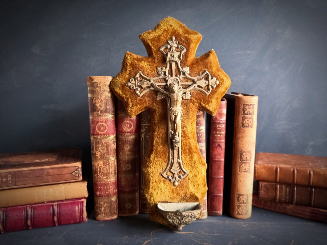 French Antique Green Velvet Benetier. Holy Water Font. Catholic Wall ...