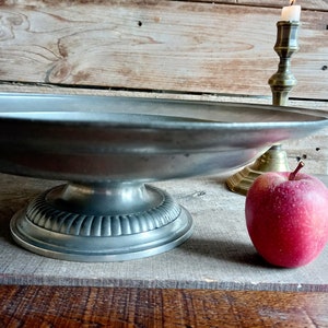 French Pewter Table Centrepiece. Vintage French Pewter Bowl on Stand ...