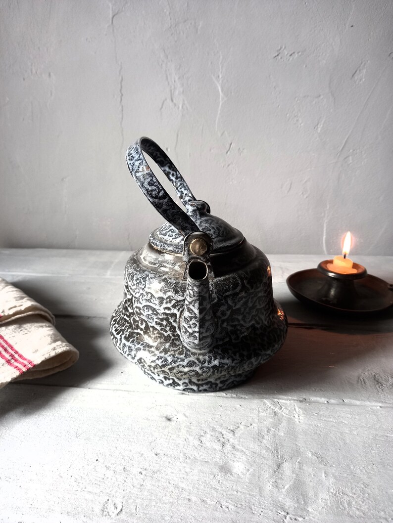 French Enamel Kettle. French Enamelware. French Farmhouse. | Etsy